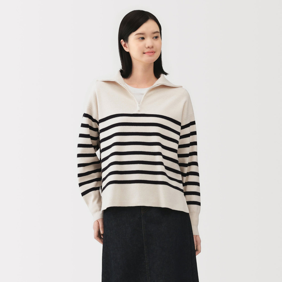 Milano Rib Half Zip Sweater | Women's Fall Knitwear | MUJI USA
