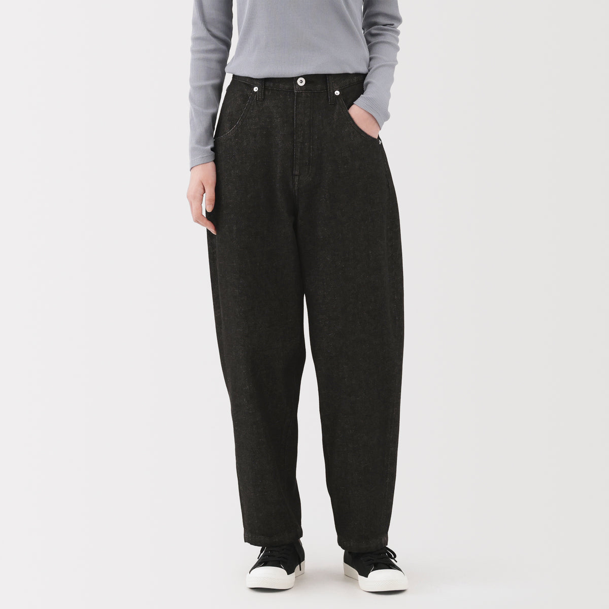 Kapok Blend Denim Barrel Pants | Women's Jeans | MUJI USA