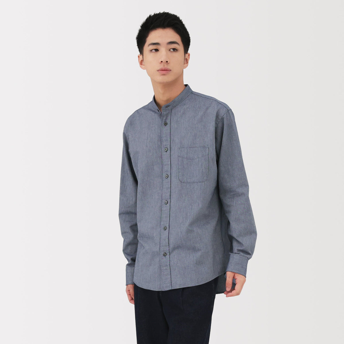 Oxford Stand Collar Shirt | Men's Button-Down Shirts | MUJI USA