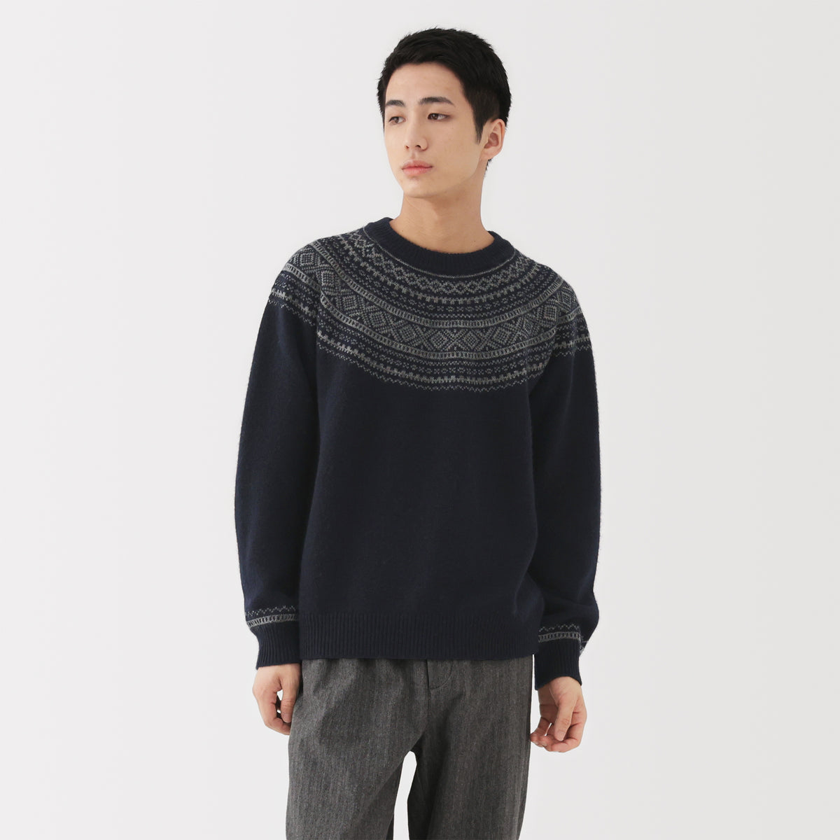 Andes Wool Jacquard Sweater | Men's Winter Sweaters | MUJI USA