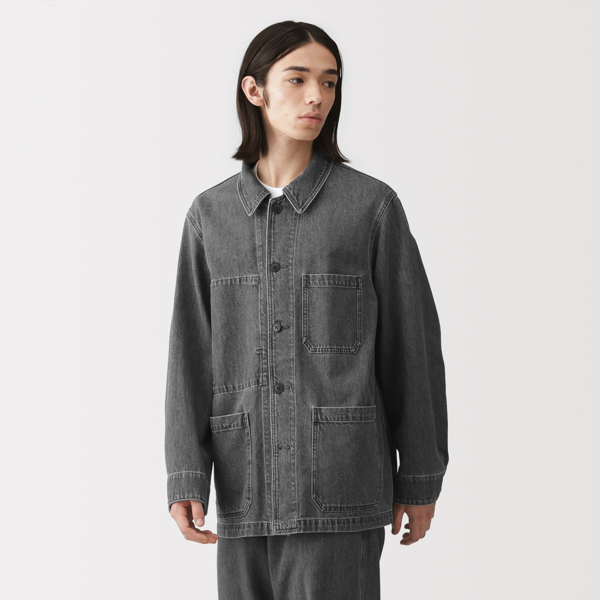 Kapok Blend Denim Coverall Jacket | Men's Outerwear | MUJI USA