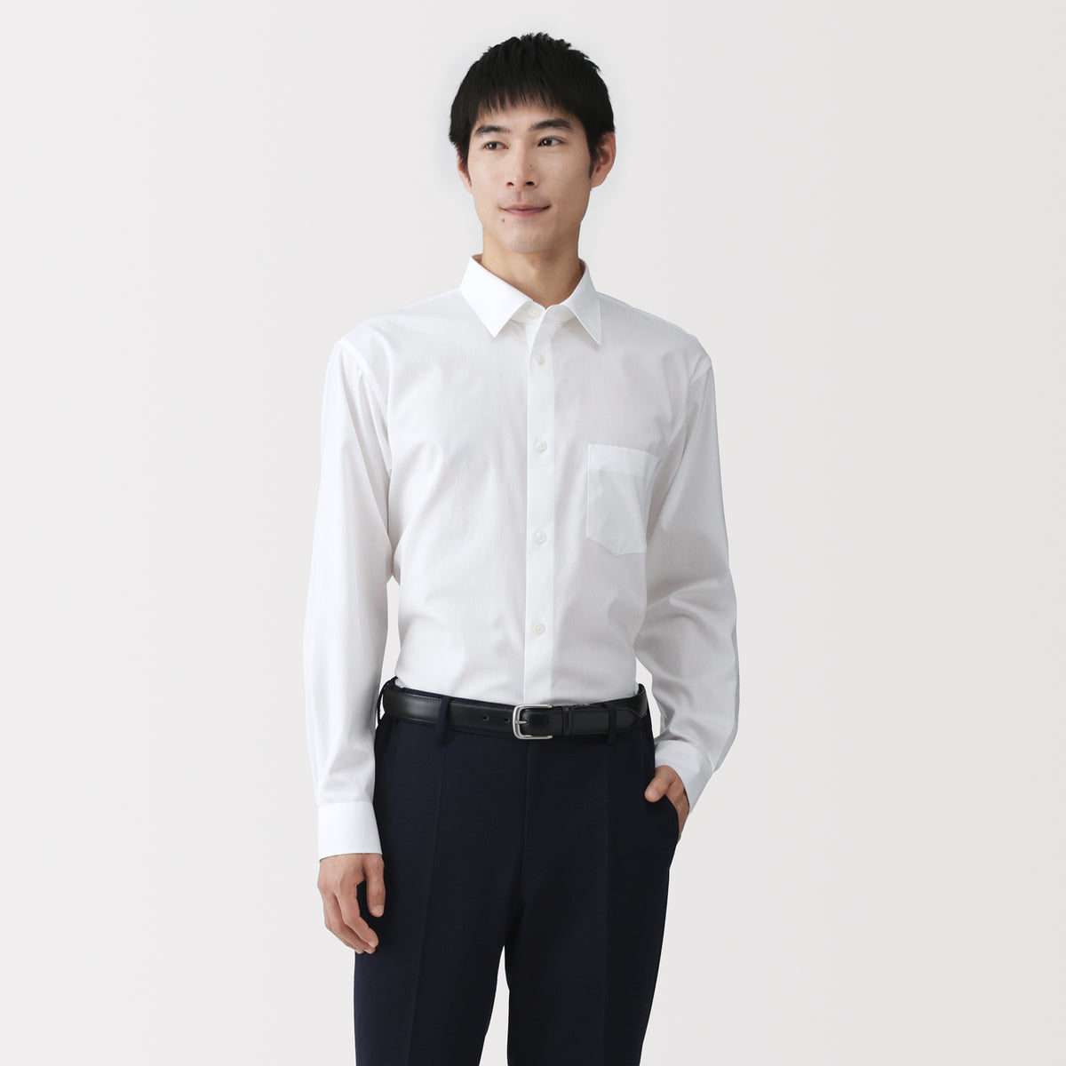 Cotton Semi-Spread Collar Shirt | Men's Dress Shirts | MUJI USA
