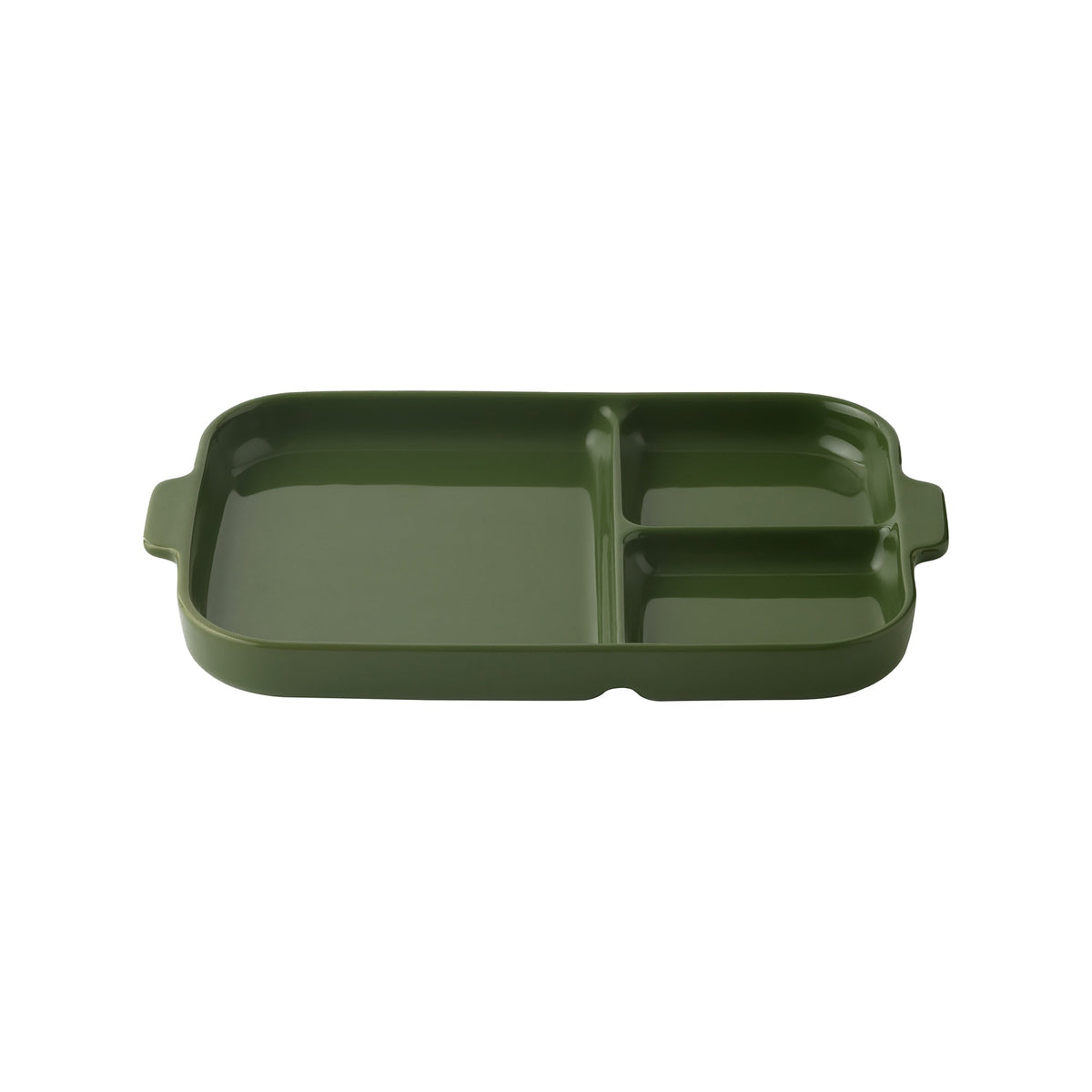 Stoneware Divided Plate - Green | Tableware | MUJI USA