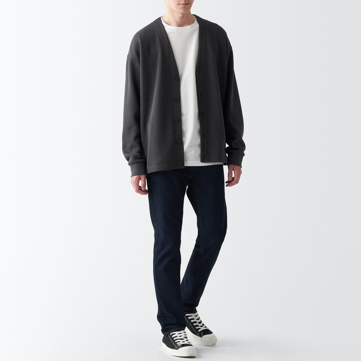 Men's Stretch Denim Slim Pants | Dark Navy Slim Jeans | MUJI USA