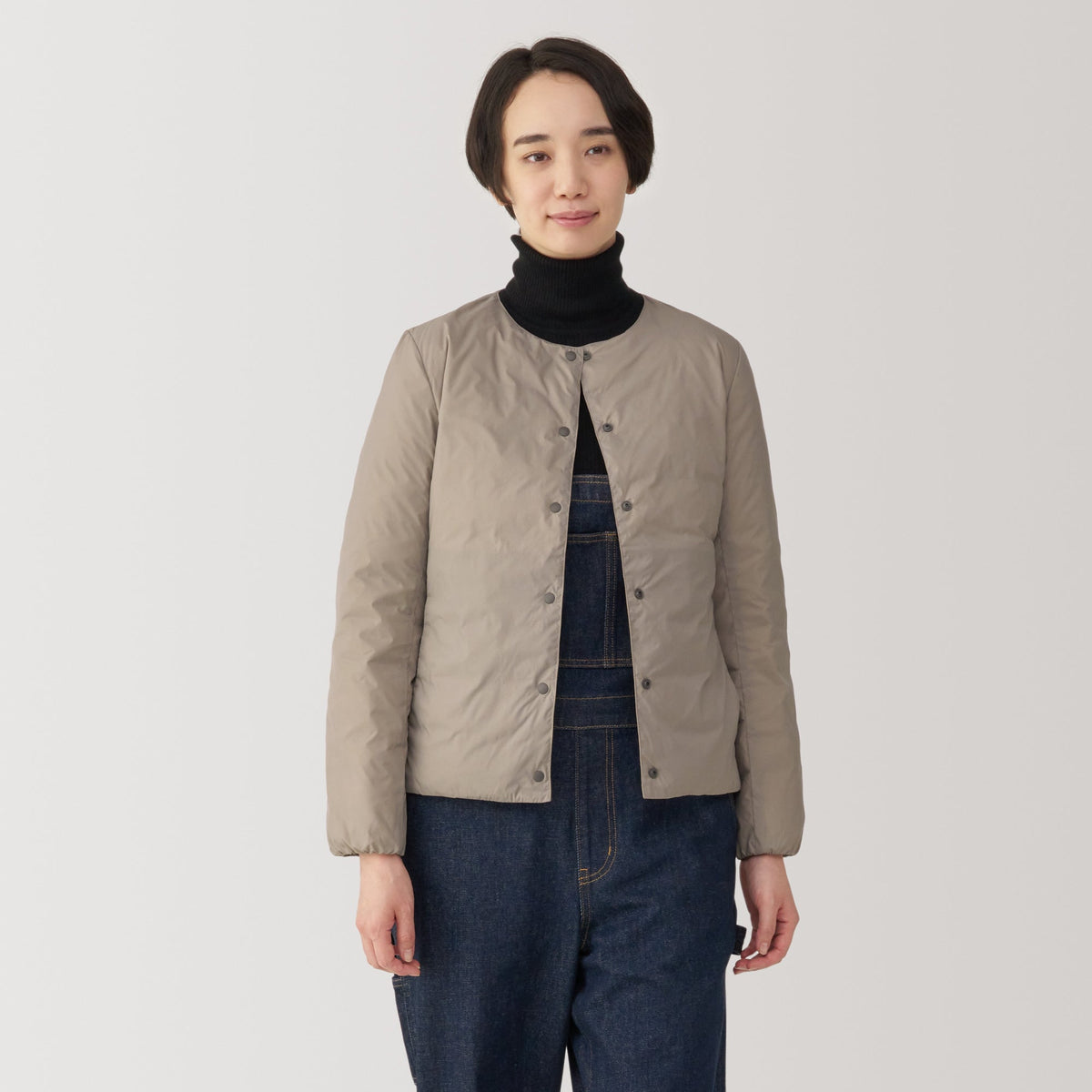 Women's Lightweight Down Collarless Jacket | MUJI USA
