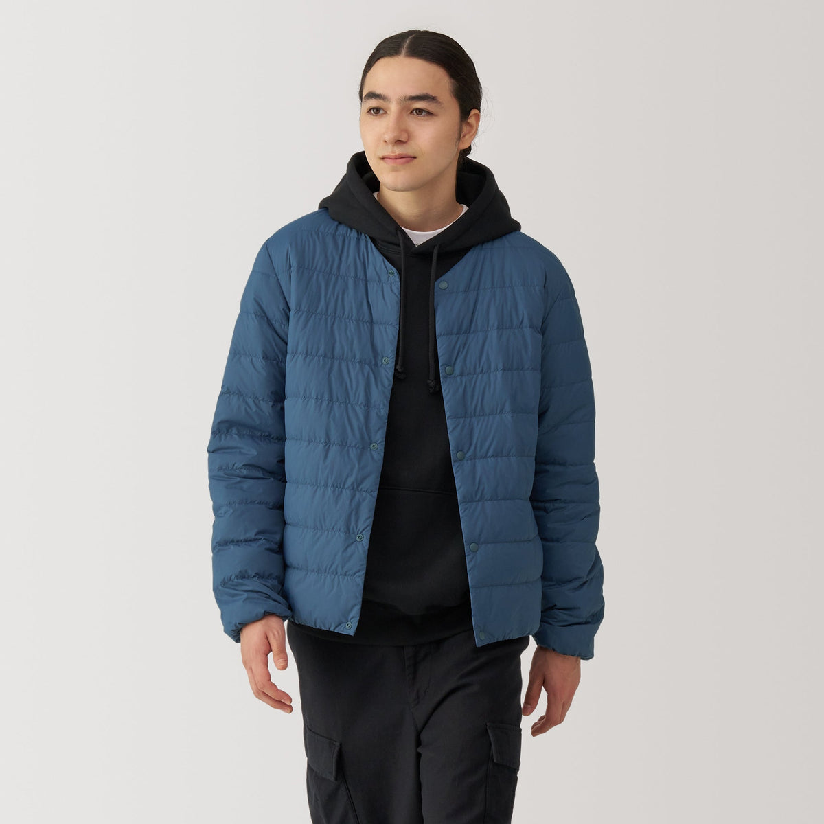 Men's Lightweight Down Collarless Jacket | MUJI USA