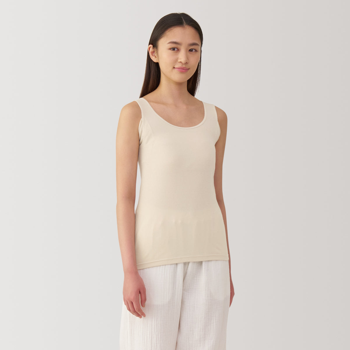 Women's Moisture-Wicking Cotton Tank Top w/ Sweat Pads | MUJI USA