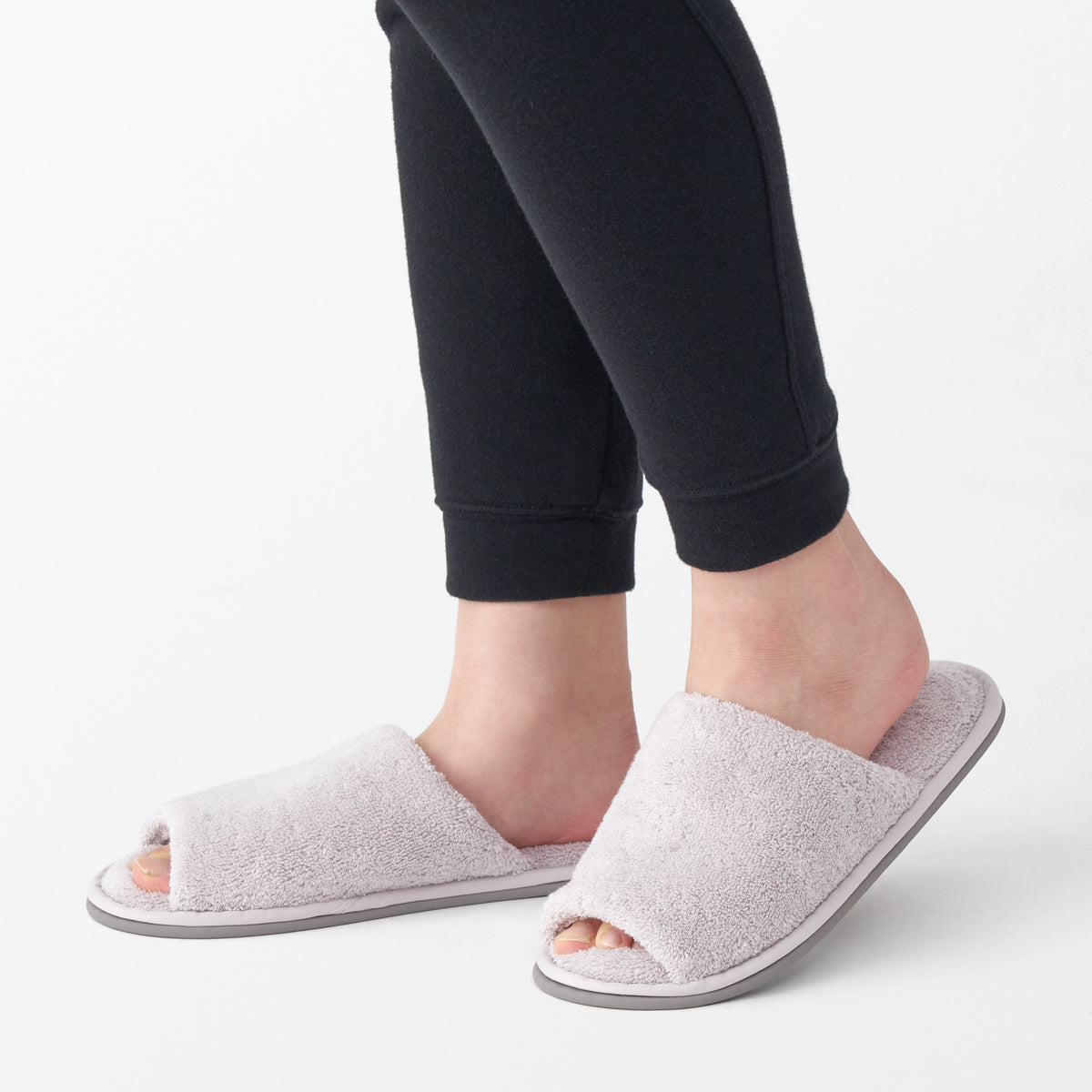 Cotton Pile Open Toe Slippers | Washable Home Slippers | MUJI USA