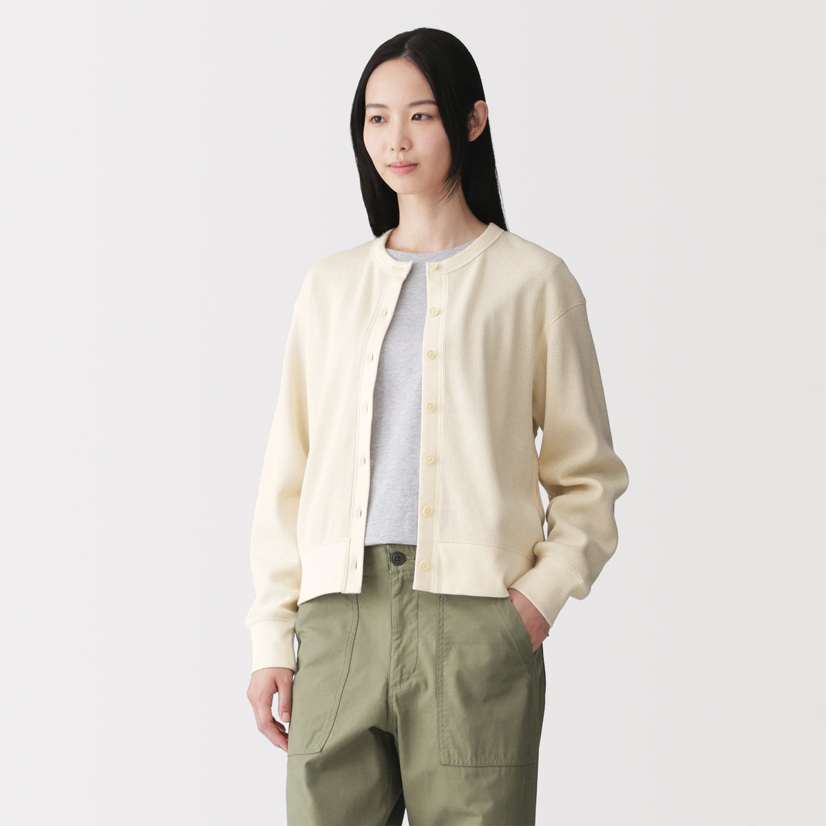 Cotton Waffle Cardigan | Women's Basic Clothing | MUJI USA