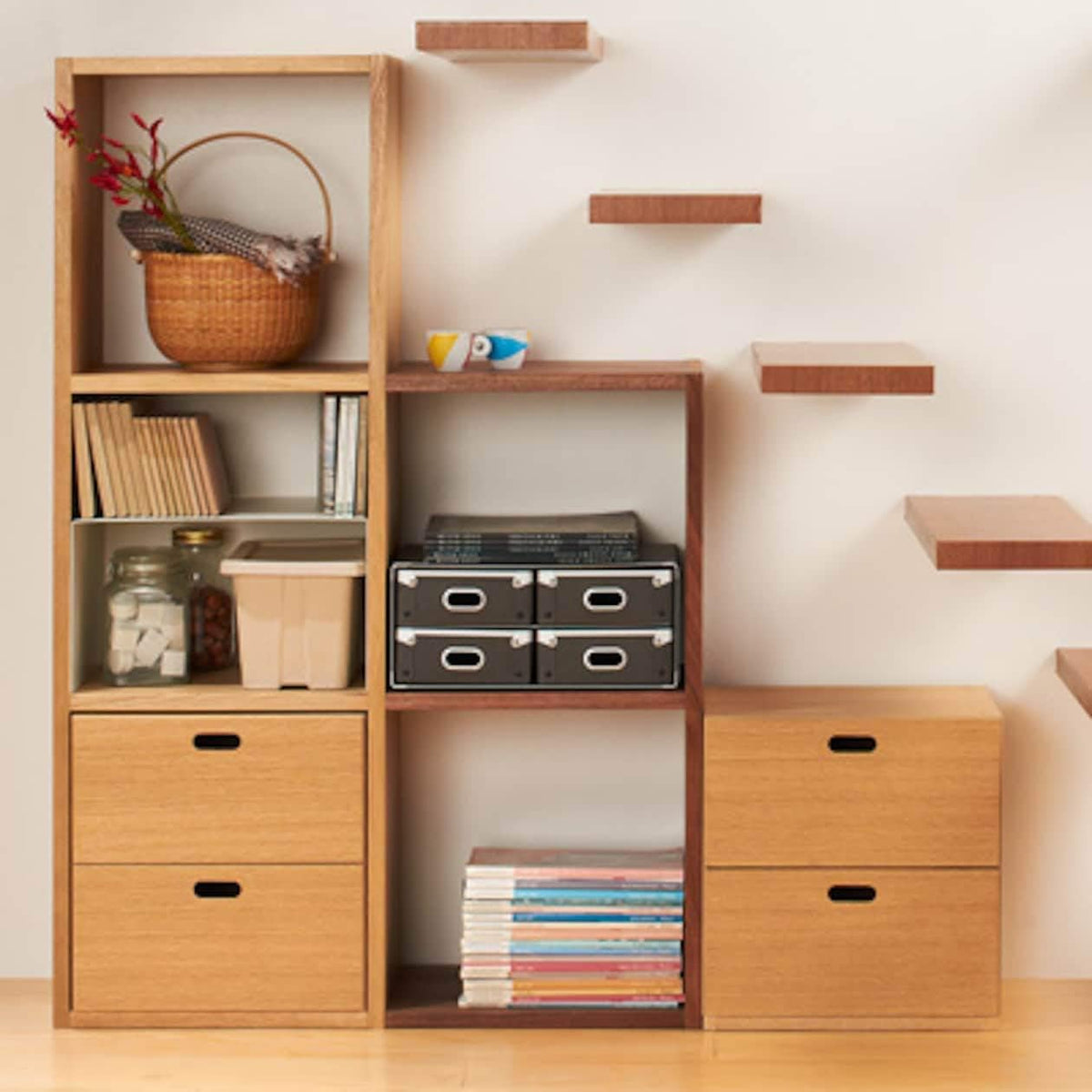 Stacking Shelf Oak - 3 Shelves | Modular Shelves | MUJI USA