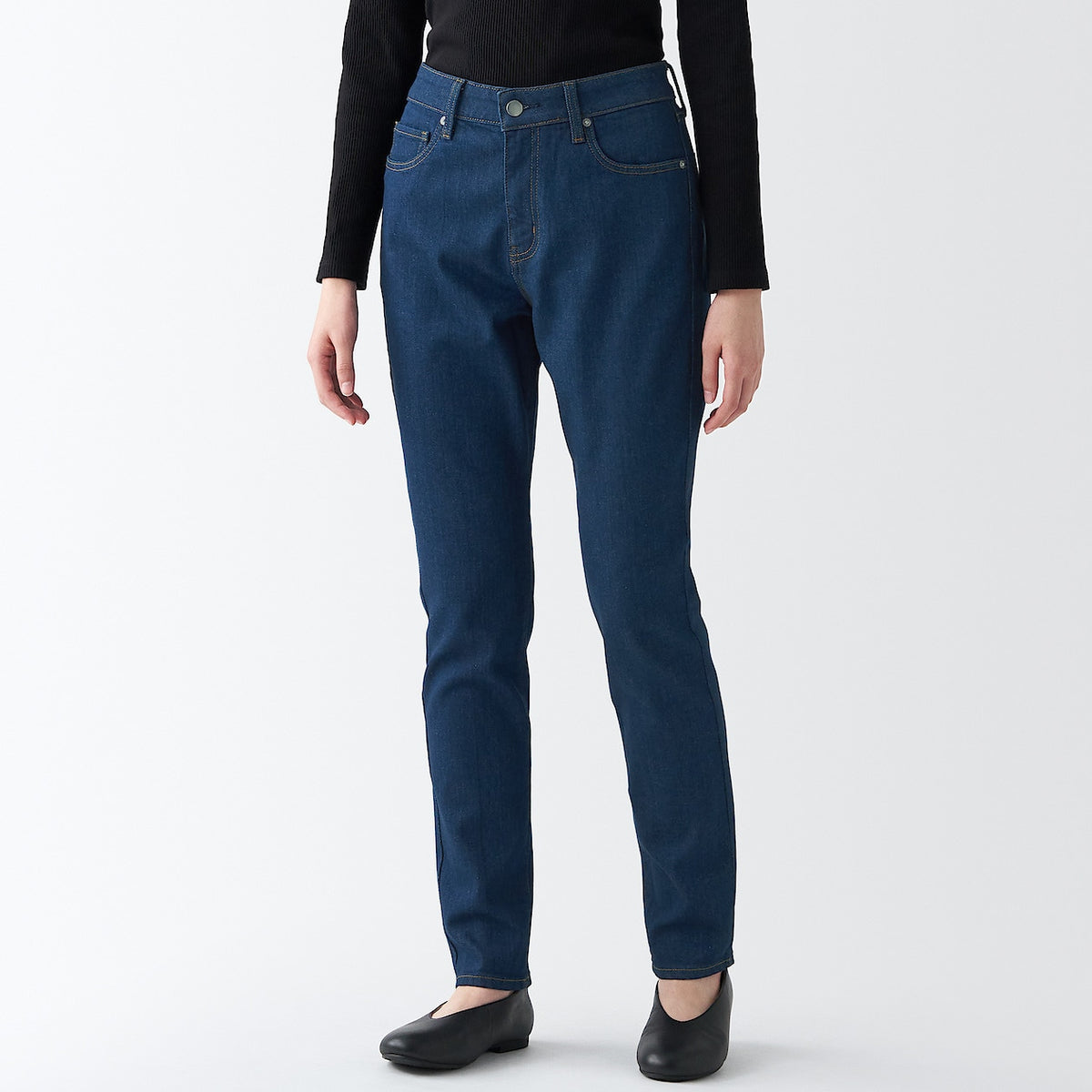Women's Stretch Denim Slim Pants Blue | Women's Straight Jeans | MUJI USA